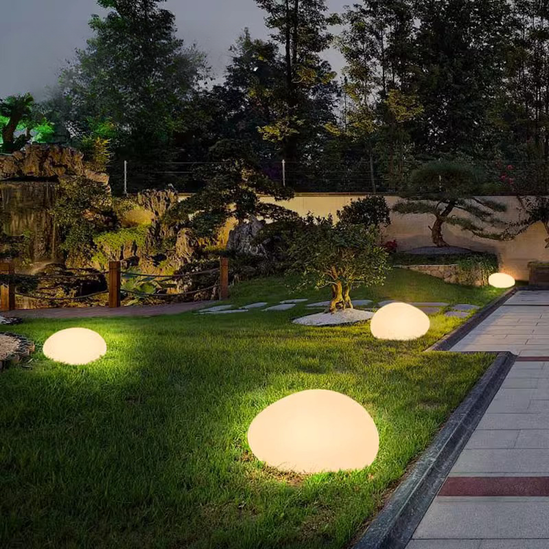 Solar Garden Lights Outdoor Pebble Shape Decorative Rock Lights Waterp ...